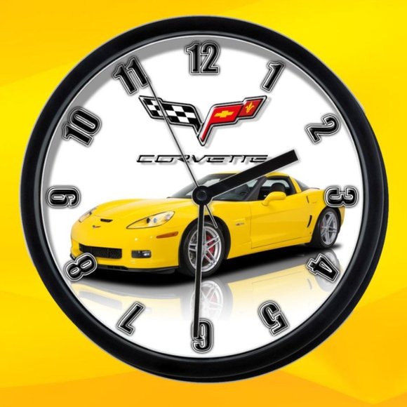 Clock | Wall Decor | Chevrolet Corvette Z6 Yellow Wall Clock New | Poshmark